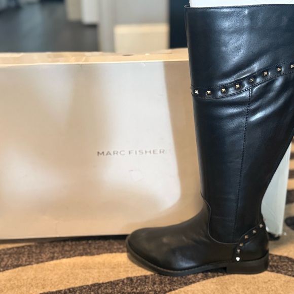 Marc Fisher | Shoes | Marc Fisher Black Leather Studded Boots | Poshmark